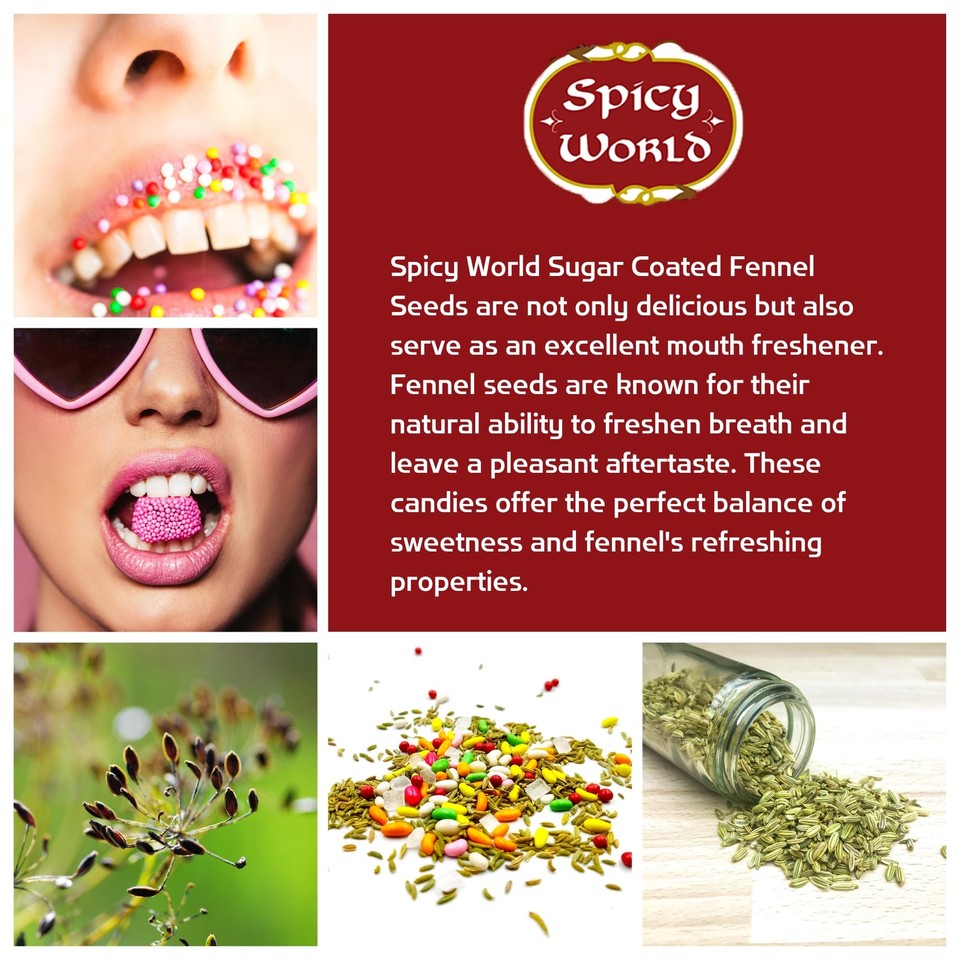 Spicy World Sugar Coated Fennel Seeds | Sweet Saunf Candy for Mouth ...