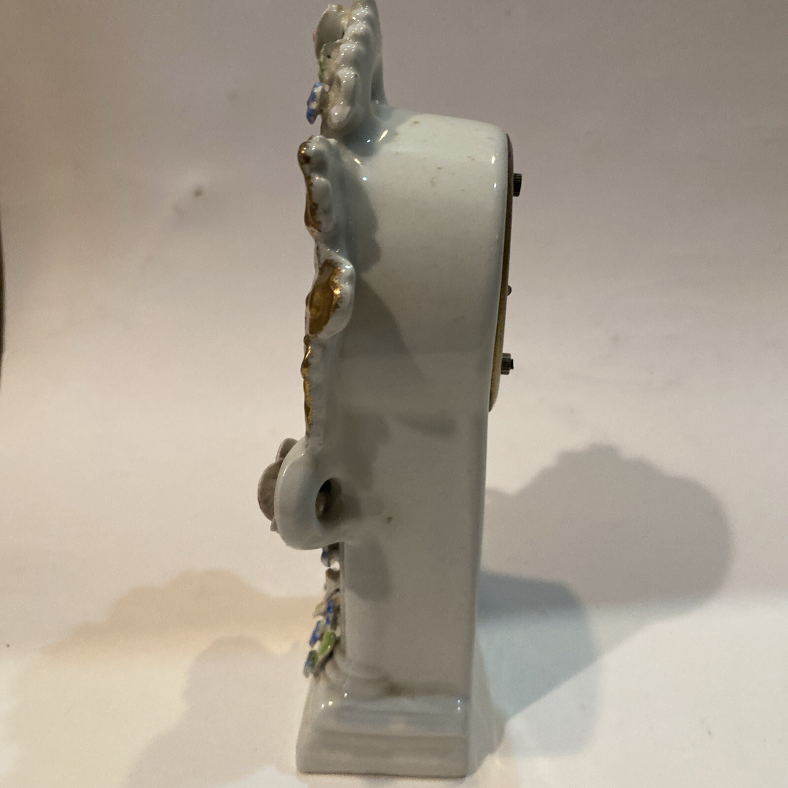 Antique Mercedes Hauser German Porcelain Wind Up Mantel Clock Gold ...