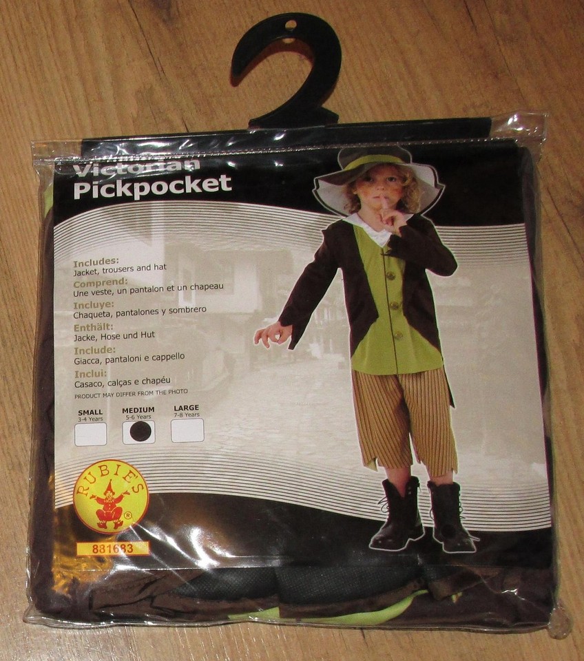 New Rubie's Victorian Pickpocket Boy Costume 5-6 years jacket trousers ...