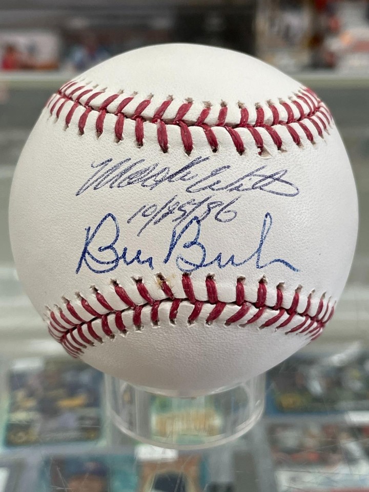 MOOKIE WILSON & BILL BUCKNER Autograph Baseball Rawlings Sweet Spot JSA ...