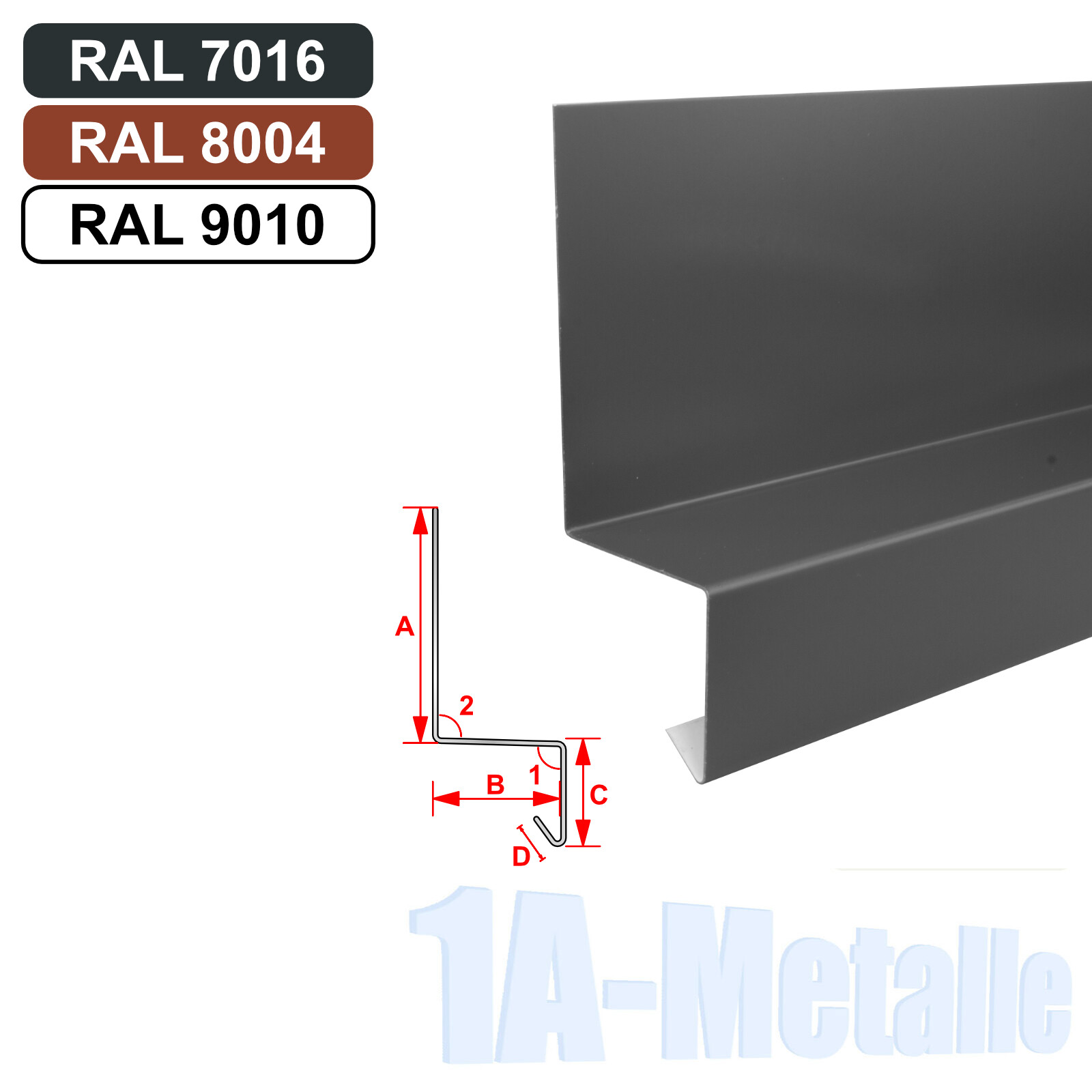 Tropfblech Aluminium Wandprofil Tropfkante RAL 7016 8004 9010 Tropf R ...