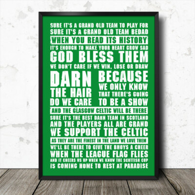 Celtic football song lyrics chant poster | eBay