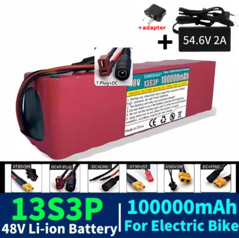 13S3P 100000mAh 48V Li-lon Battery Pack For 54.6v Motorized Scooter BMS ...