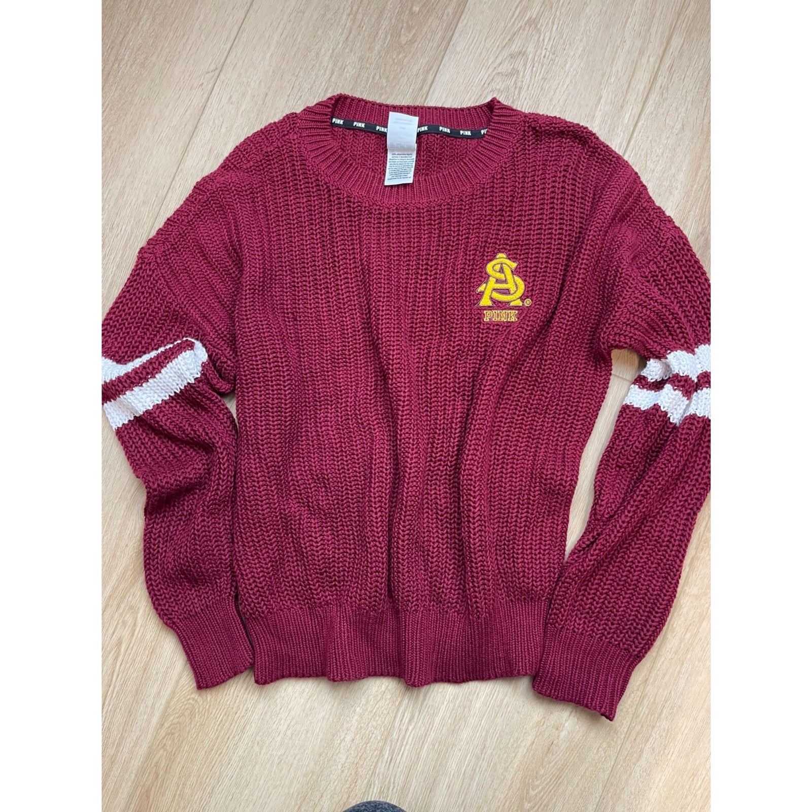 Victoria’s Secret PINK ASU Arizona Sweater Medium Maroon Knit Varsity ...