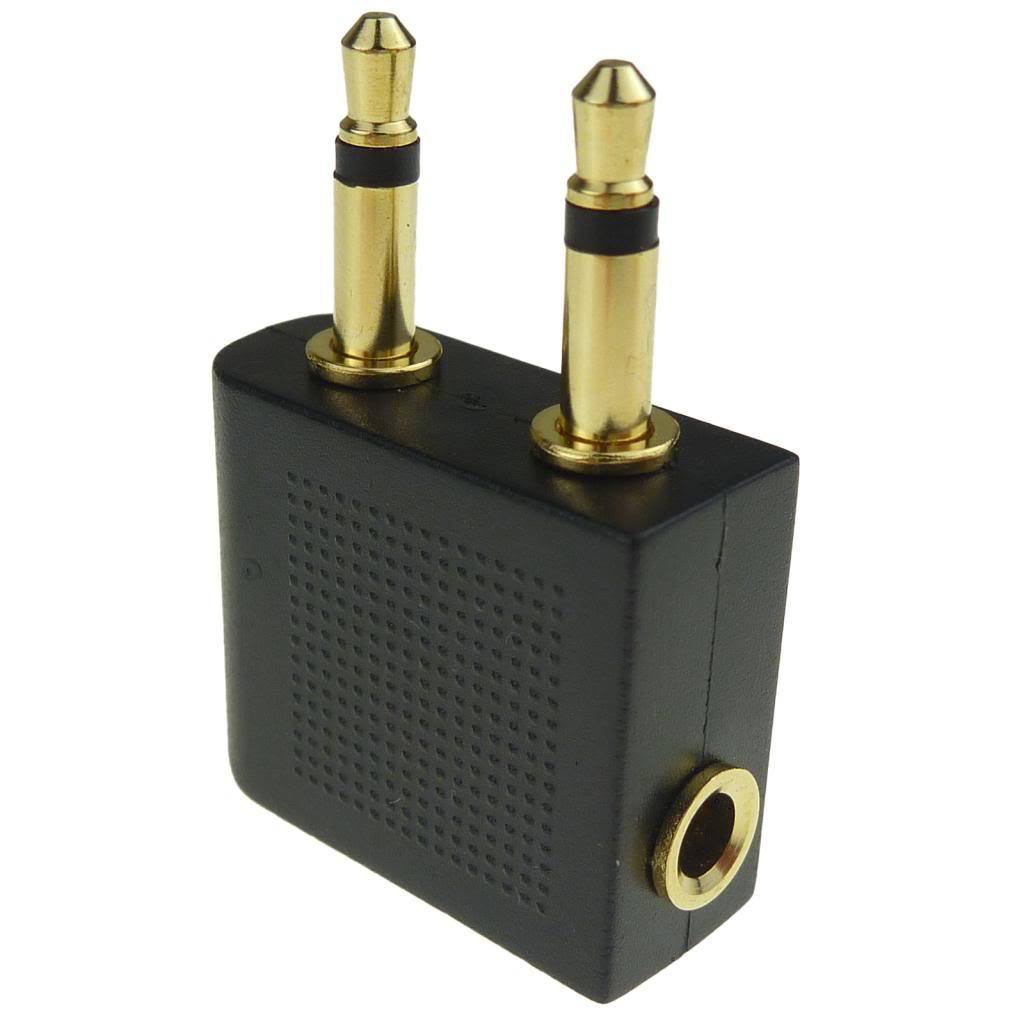 Airplane Flight Aircraft Headphone Adapter for 3.5mm Plug Jack Socket ...