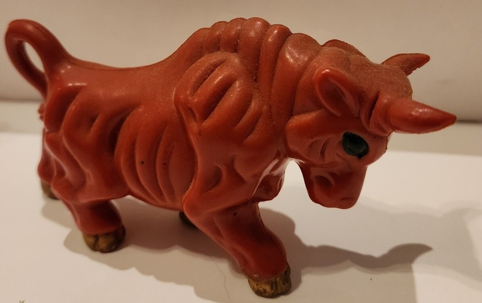 Vintage Mid Century Matador Bull Fighter & Red Bull Figures/toys 50-60 ...