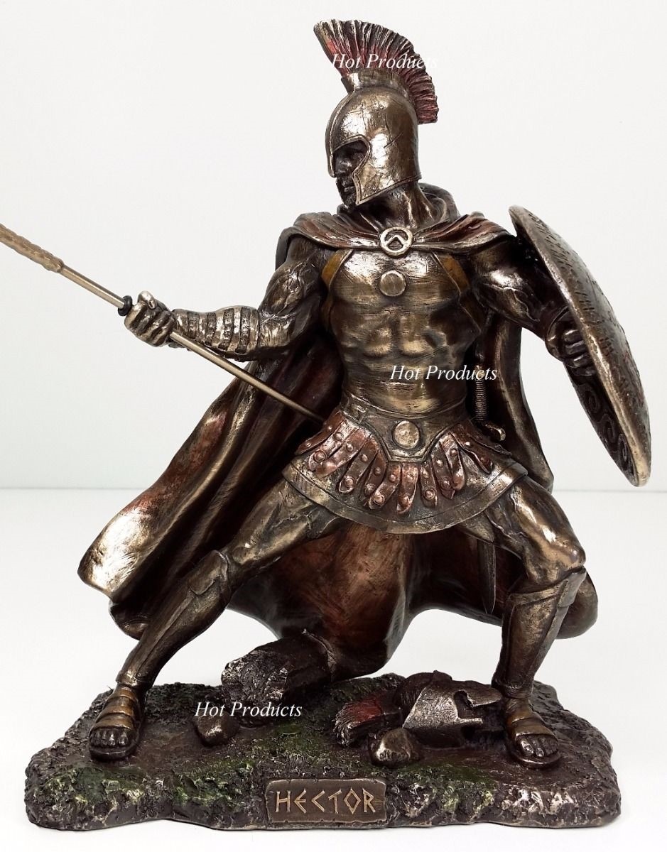 9.5" Hector of Troy Spear & Shield GREEK MYTHOLOGY Sculpture Statue ...