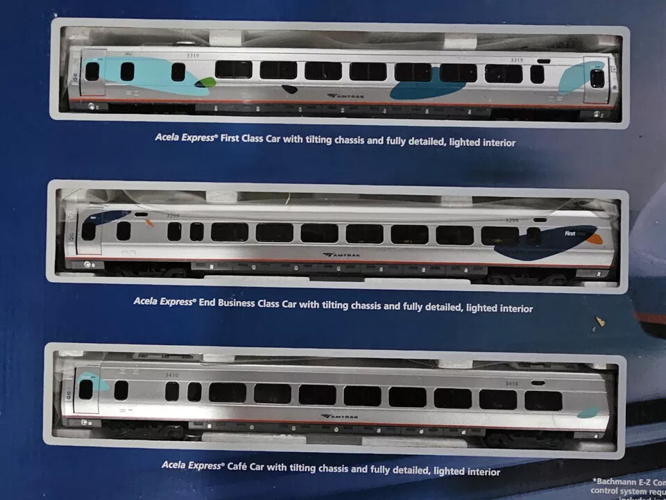 Bachmann Amtrak Acela Express Electric Train Set w/ E-Z Track HO Scale ...