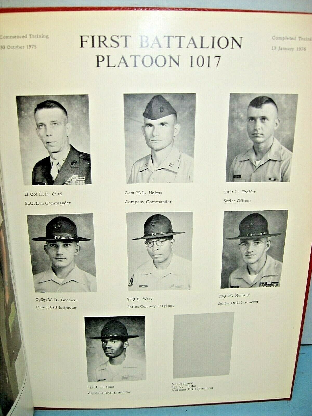 1976 1st Battalion, Platoon 1017, Marine Recruit Depot Parris Island SC ...