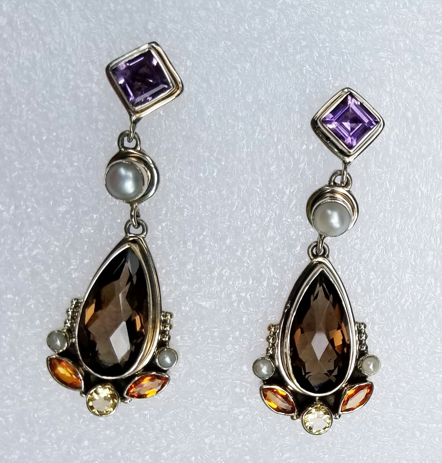 NEW Nicky Butler Raj Collection Silver Smoky Quartz Multigemstone Drop ...