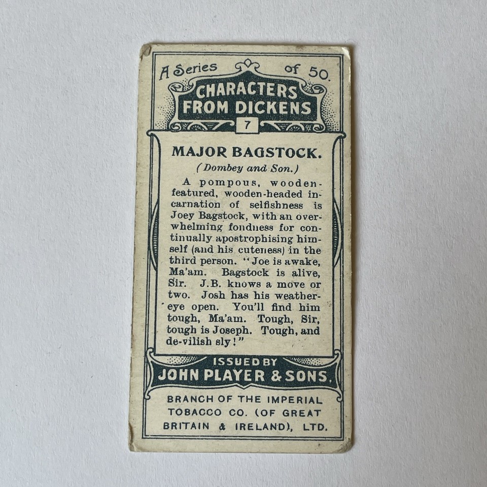 Player’s Cigarette Card. Characters From Dickens. No. 7. Major Bagstock ...