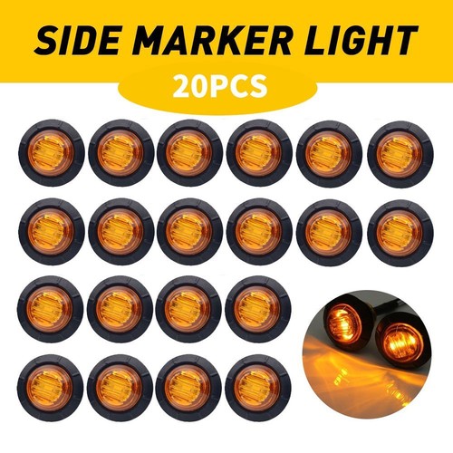 20x Amber 3/4" Round LED Bullet Side Marker Light for Trailer Truck 12V ...