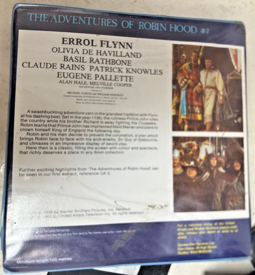 super 8mm sound movie Errol Flynn as The adventures of Robin Hood ...