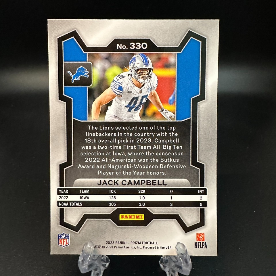 2023 Panini Prizm Jack Campbell Rookie #330 Detroit Lions | eBay