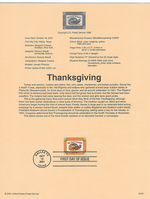 Scott #3546...34 Cent...Thanksgiving...First Day Of Issue (2001) | eBay