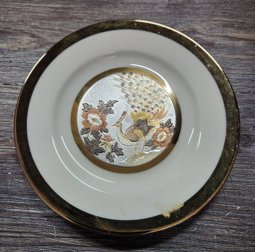 Vintage Dynasty Art of Chokin Collector Plate Peacock 24KT Gold Rim ...