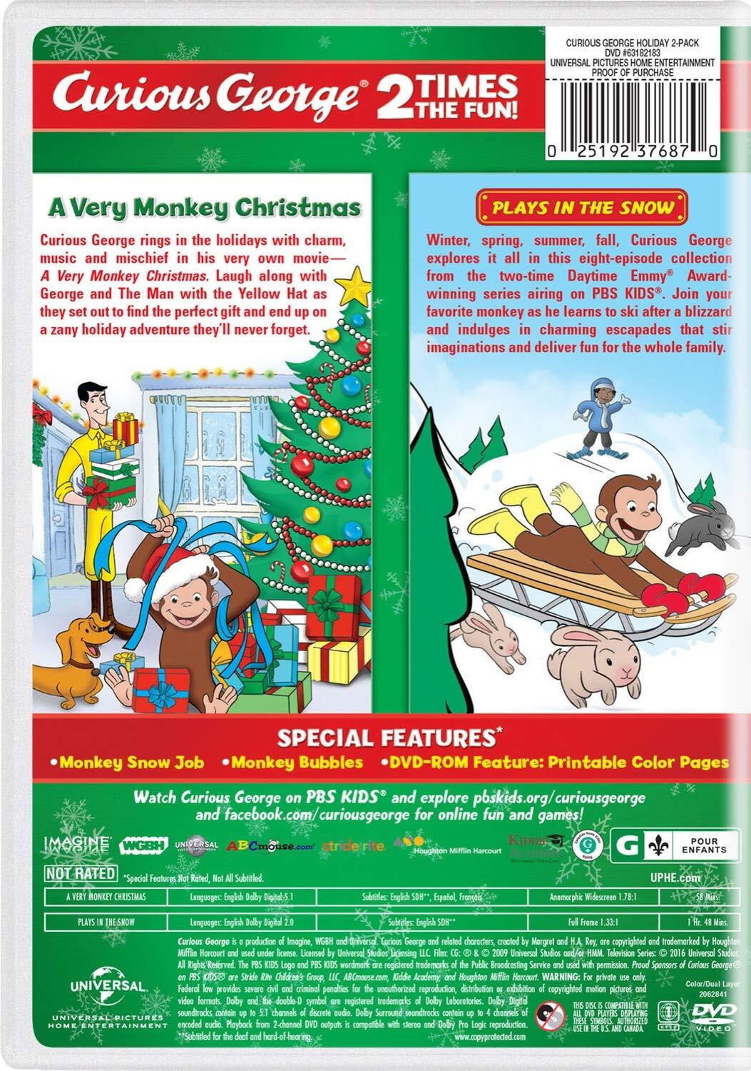 Curious George Holiday 2-Pack: A Very Monkey Christmas/Curious (DVD ...