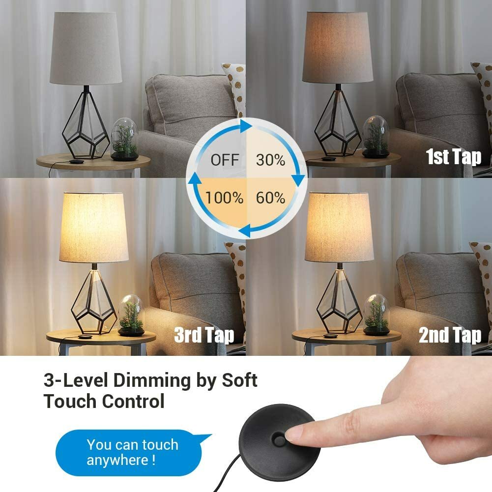 DEWENWILS Touch Dimmer Switch 2 Pack Touch Pad Control with 3 Levels of ...