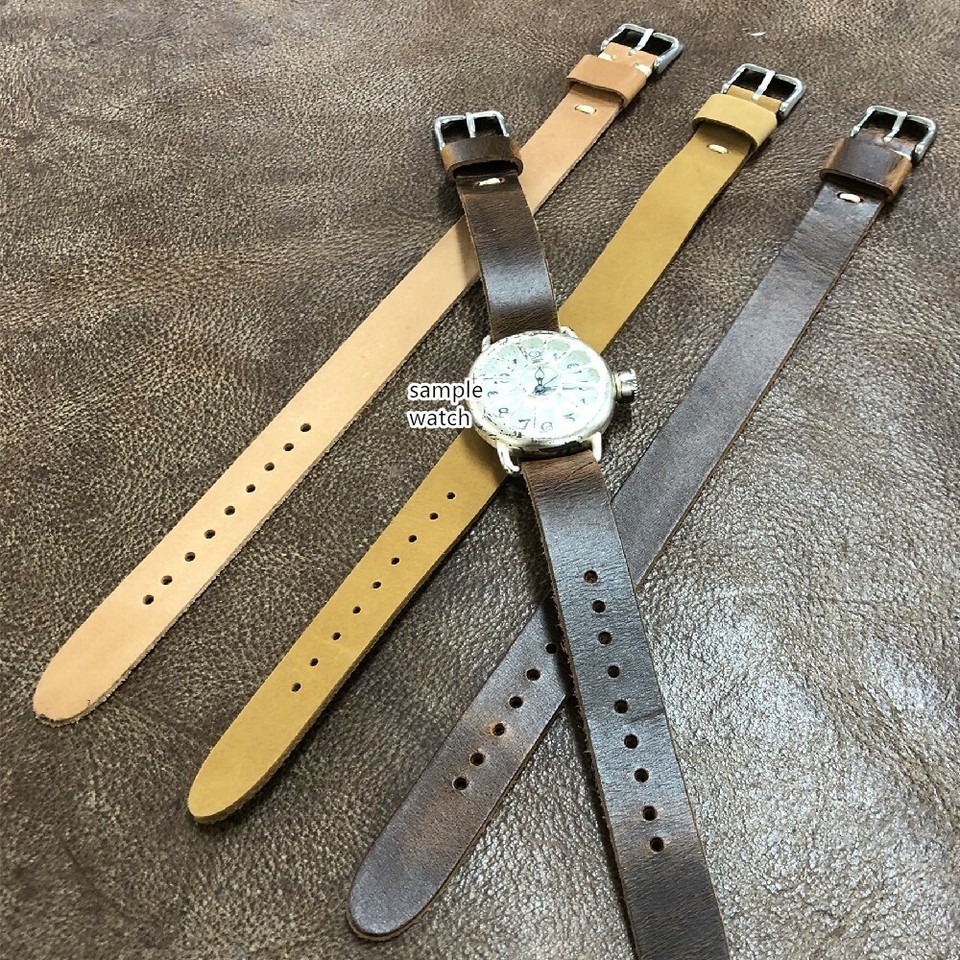 Size 12/14/16mm Handmade Vintage Leather Fixed Lug Watch Wrist Strap ...