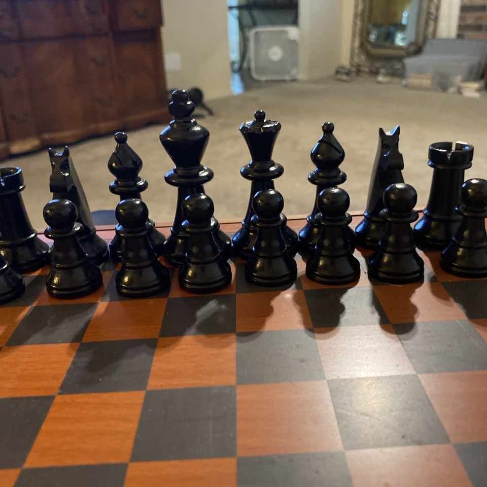 Vtg Horn McCrillis Staunton Wooden Chess Set Pieces 3 1/4” King ...