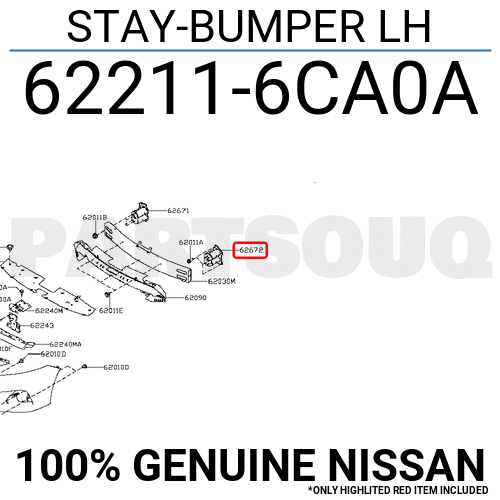 622116CA0A Genuine Nissan STAY-BUMPER LH 62211-6CA0A | eBay