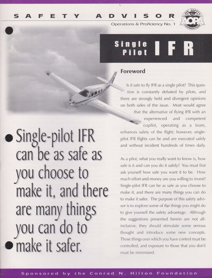 Single Pilot IFR (AOPA Air Safety) 1998 (GA Flight Training) | eBay