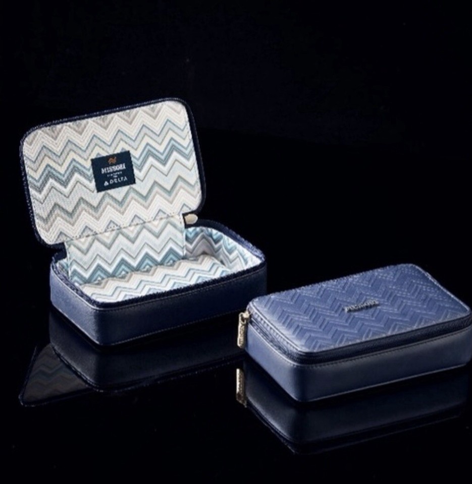 NEW MISSONI Delta One First Class Amenity Kit New Blue Leather ...