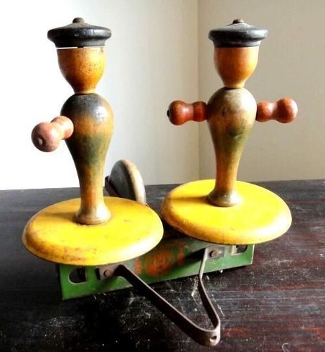 antique WHIRLEY TINKER WOOD PULL TOY TINKER evanston il primitive metal ...