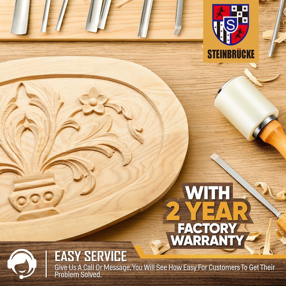 Wood Carving Kit, Wood Carving Tools Set of 12 Chisels and Wood Mallet ...