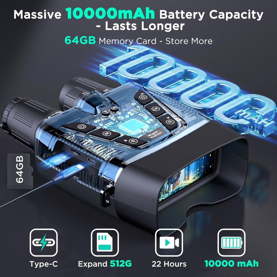 Night Vision Goggles, 58MP Full-Color 4K Night Vision Binoculars with ...