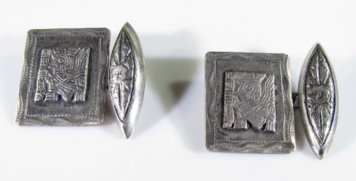 Sterling Silver Cufflinks Anitque with Mayan Tribal Deities Sun and ...