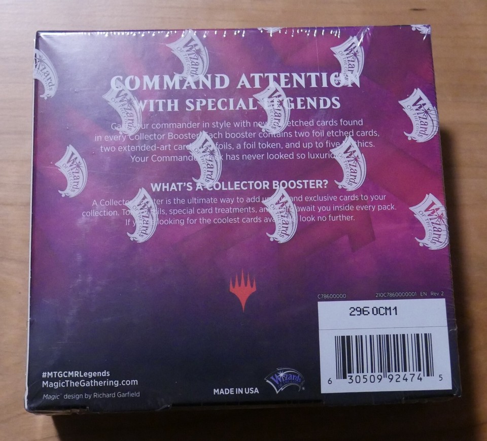 Magic Commander Legends Sealed Collector Booster Box - MTG CMR Brand ...