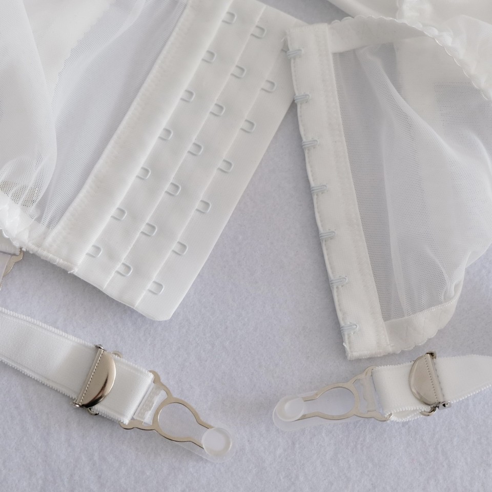 Luxallacki Sheer Mesh Cloth Splicing 6 Straps Garter Belt Shaping ...