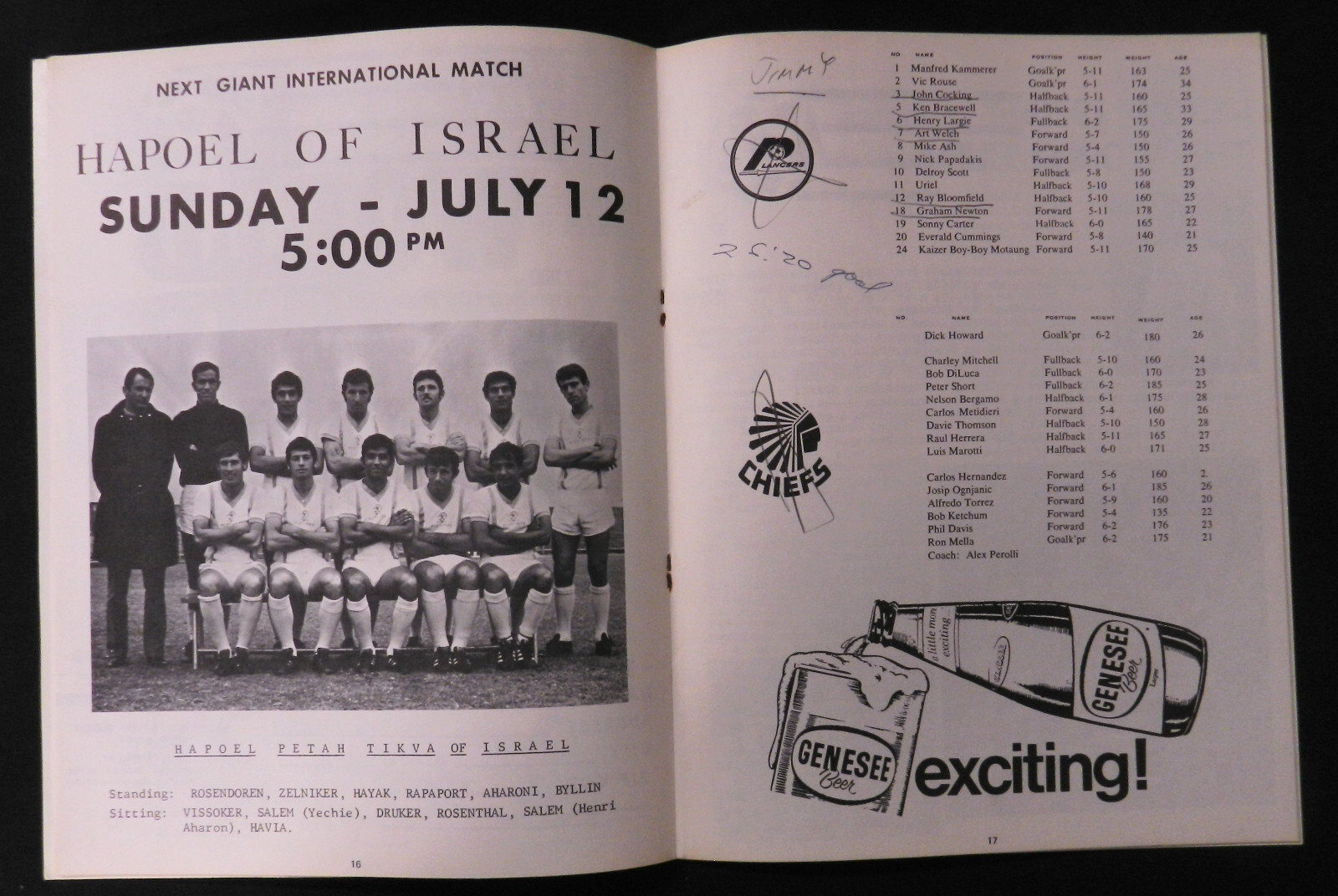 1970 Rochester Lancers vs Atlanta Chiefs NASL Soccer Program i | eBay