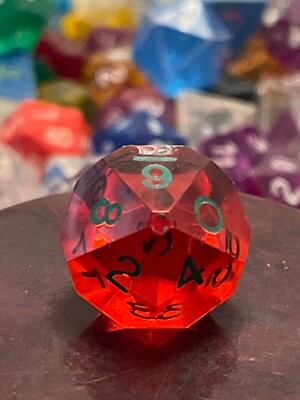 RARE MAP vintage Armory d10 ruby red gem w/ fresh green rpg ad&d dice ...