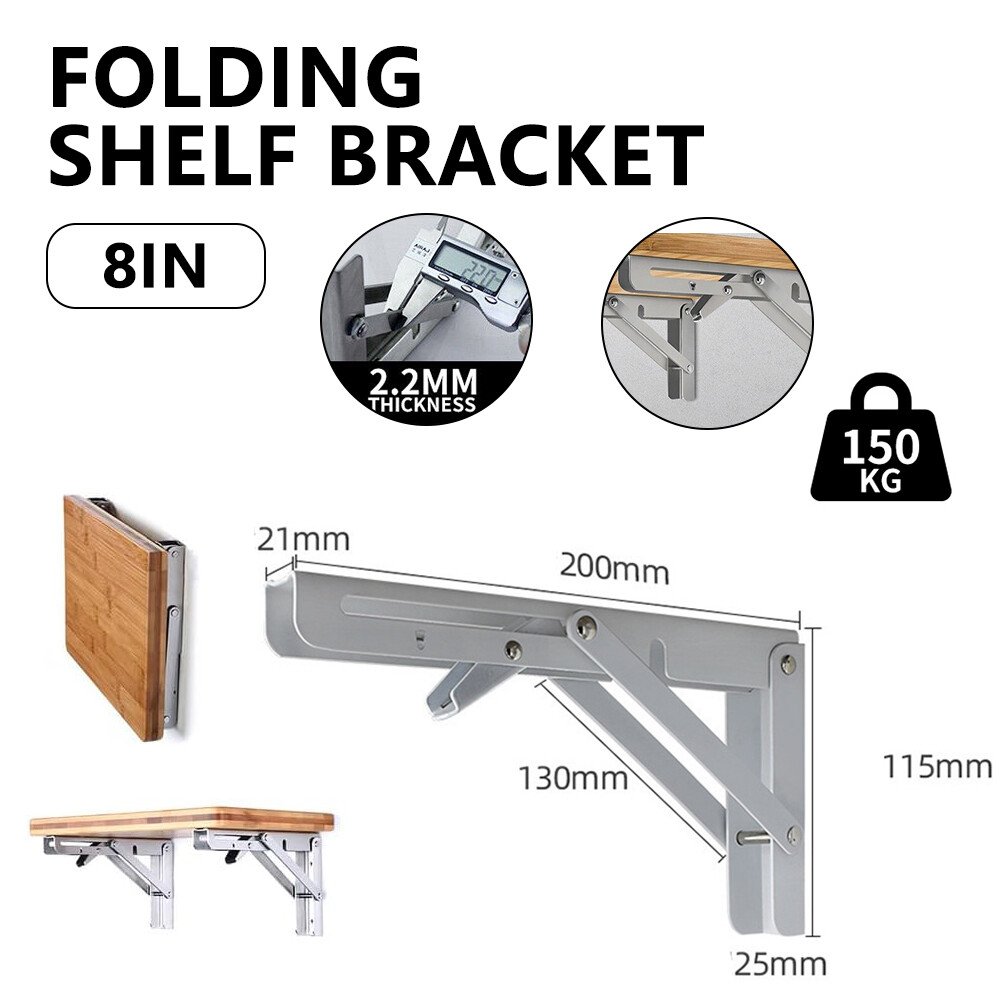 2PCS Heavy Duty Folding Table Bracket Stainless Steel 150KG Wall Shelf ...