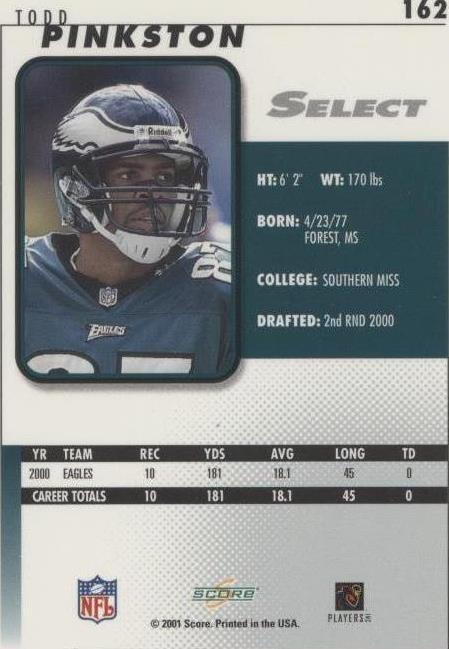 2001 Score Select Todd Pinkston #162 for sale | eBay