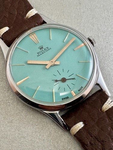 VINT Rolex Marconi turquoise dial swiss wind up ca 56 NO RESERVE PRICE ...