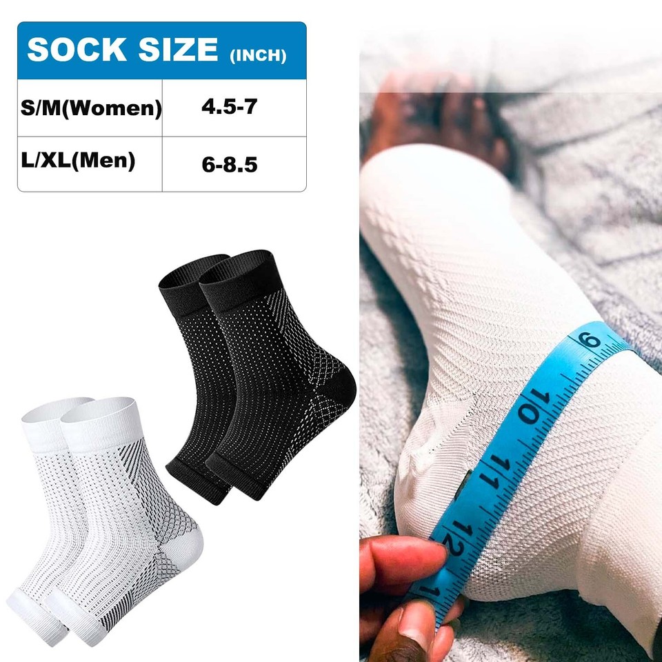 3Pairs Compression Toeless Socks Ankle Brace Support Fasciitis Pain ...