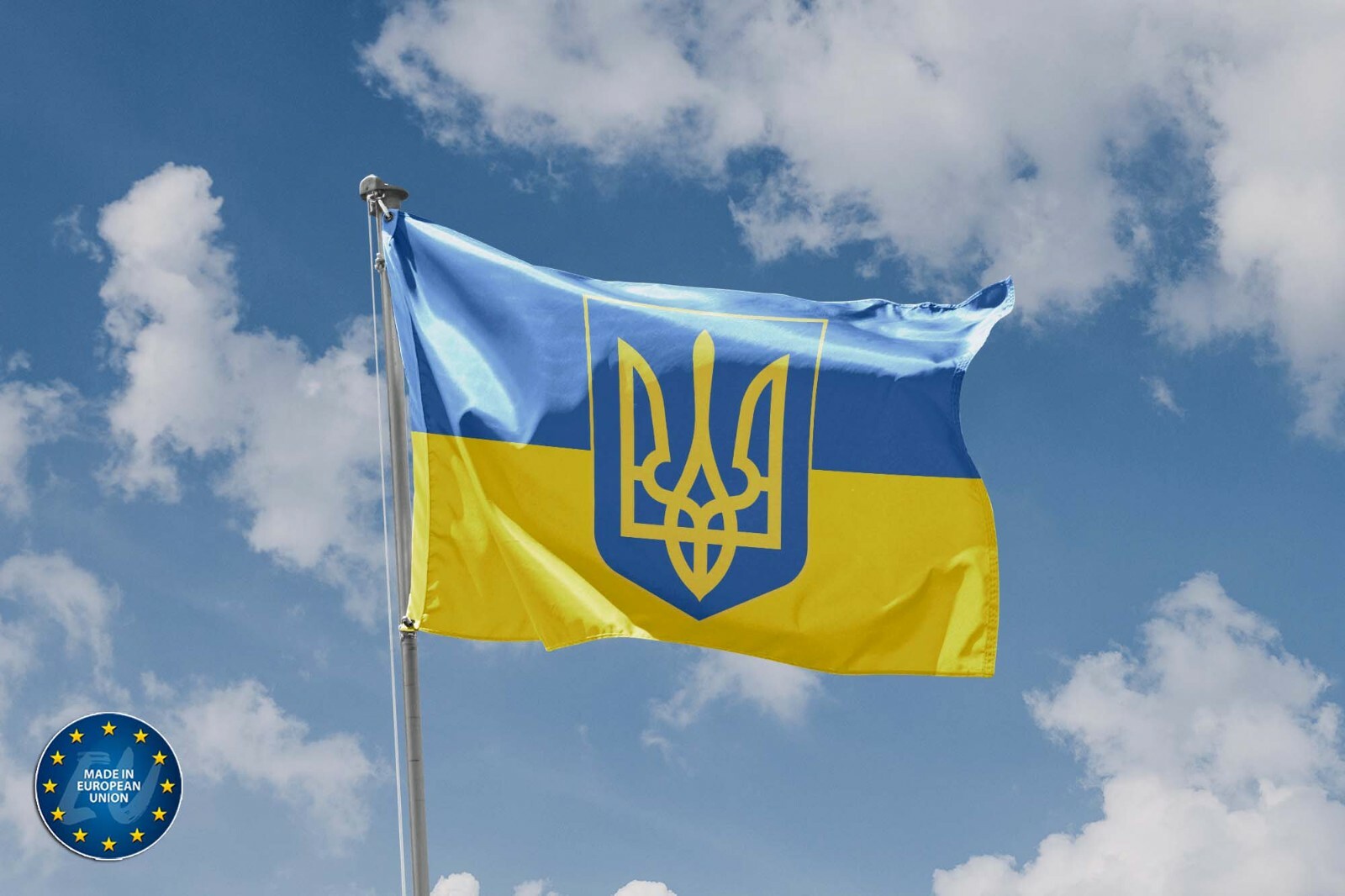 Ukraine Flag with Crest, Unique Design, 3x5 Ft / 90x150 cm, Made in EU ...