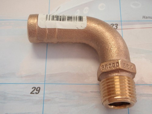 PIPE HOSE ADAPTER BARB CAST BRONZE 34 FFC500 90DEGREE 1/2"PIPE 3/4"HOSE ...
