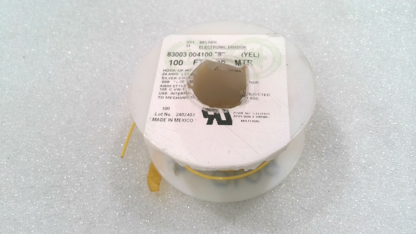 BELDEN 83003-004 HOOK-UP WIRE, YELLOW, 24AWG, 1.1MM, SILVER COATED ...