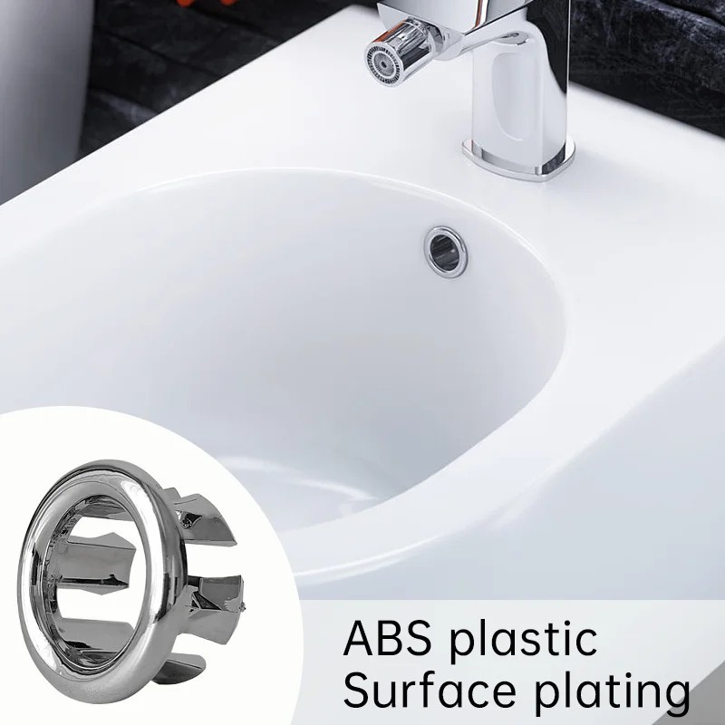 2Pcs Bathroom Basin Sink Overflow Ring Chrome Hole Cover Cap Inserts ...