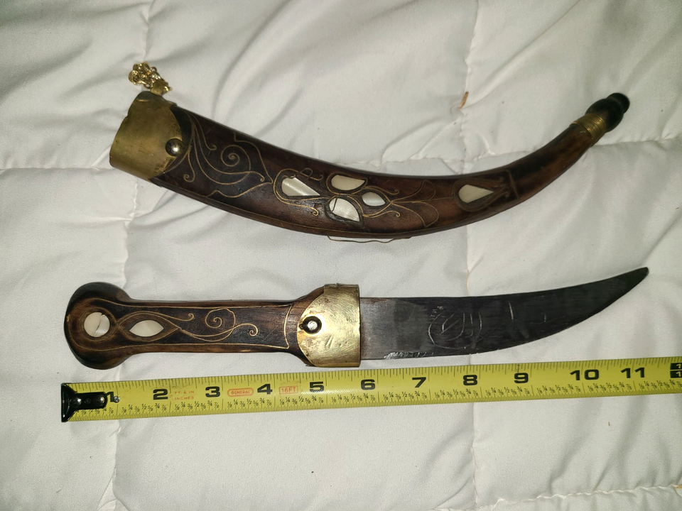 Brass Kukri Kinfe Turkish Persian Mother of Pearl Kinjal Dagger Bone | eBay