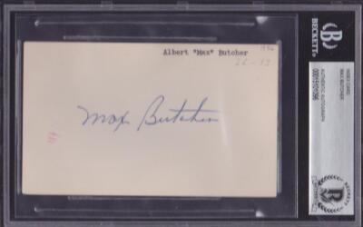 Max Butcher (d.1957) Signed 3x5 Index Card BAS Autographed 1936 Dodgers ...