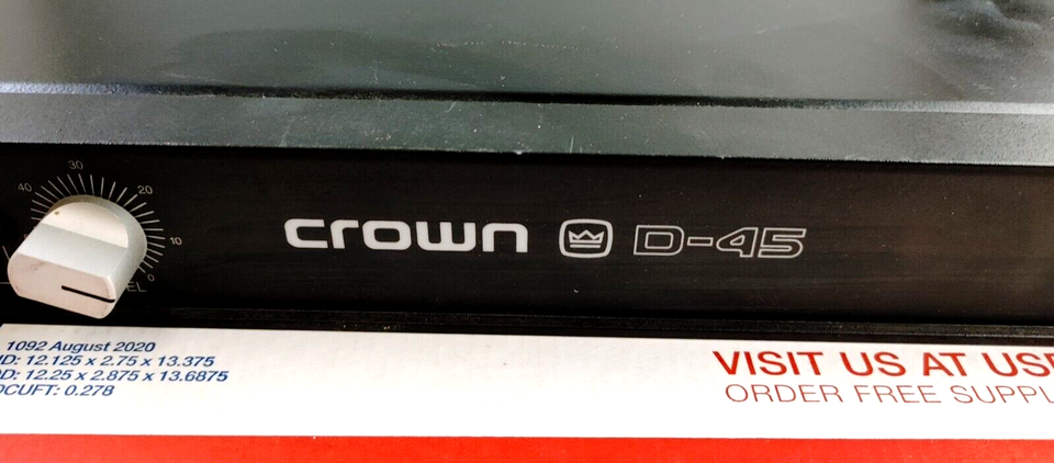 CROWN D45 2 Channel Stereo Audio Power Wave Amp Amplfier D-45 XLR 120W ...
