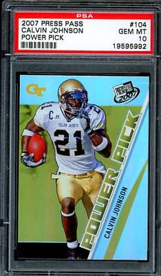 Calvin Johnson Rookie Card 2007 Press Pass Power Pick (pop 12) #104 PSA ...