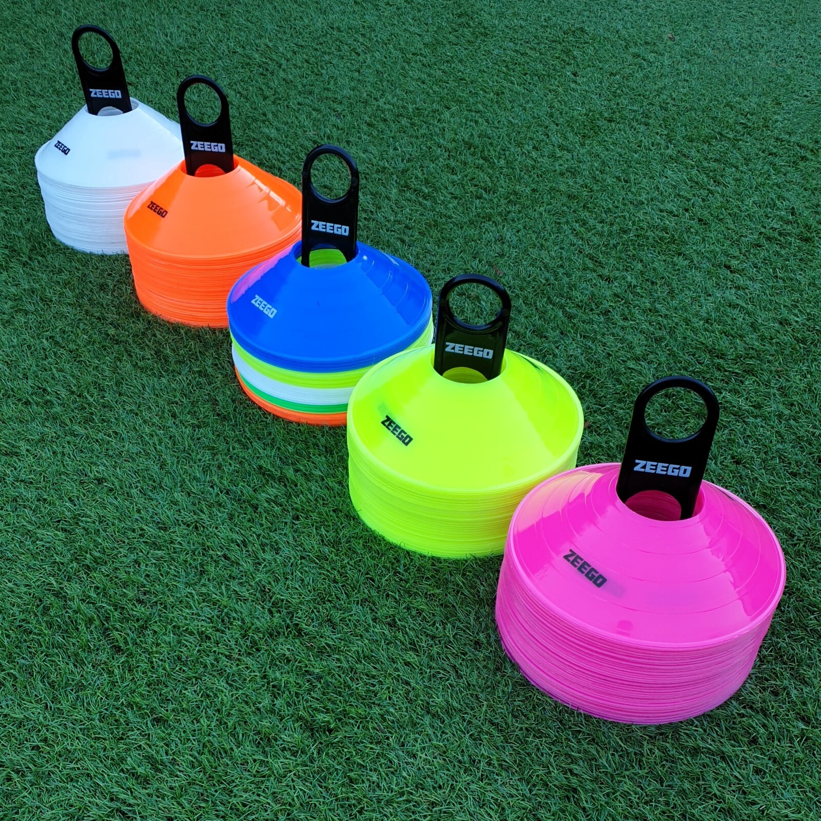 ZEEGO Football Training Cones Space Markers x50 Sports Rugby Hockey ...