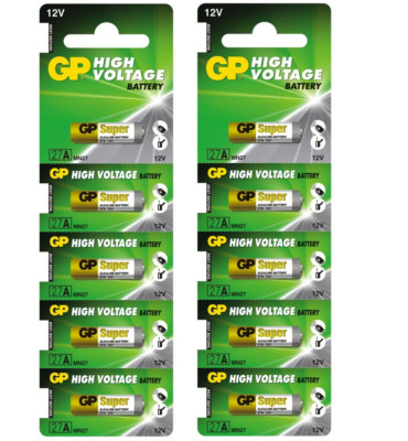 10 pile batterie alcaline A27 MN27 GP 12 Volt 1,5V x telecomando auto ...