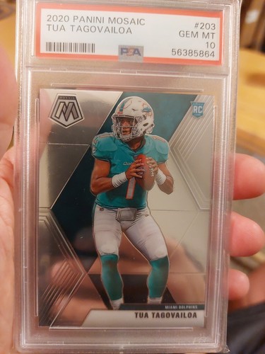 TUA TAGOVAILOA 2020 PANINI MOSAIC #203 RC ROOKIE PSA 10 MIAMI DOLPHINS ...